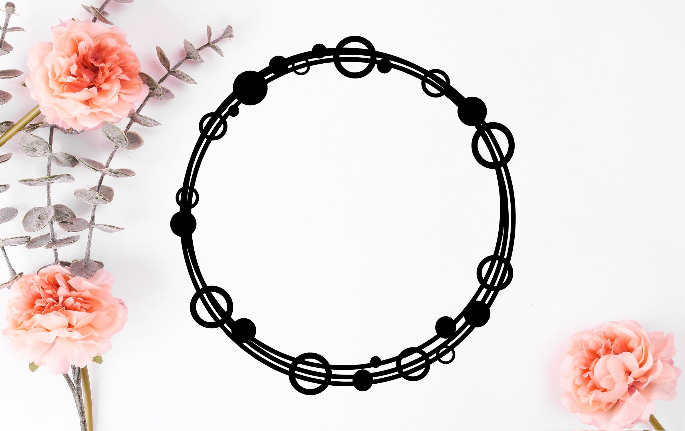 Circle Frame SVG Monogram Frame Wedding Circle Border Svg | Etsy