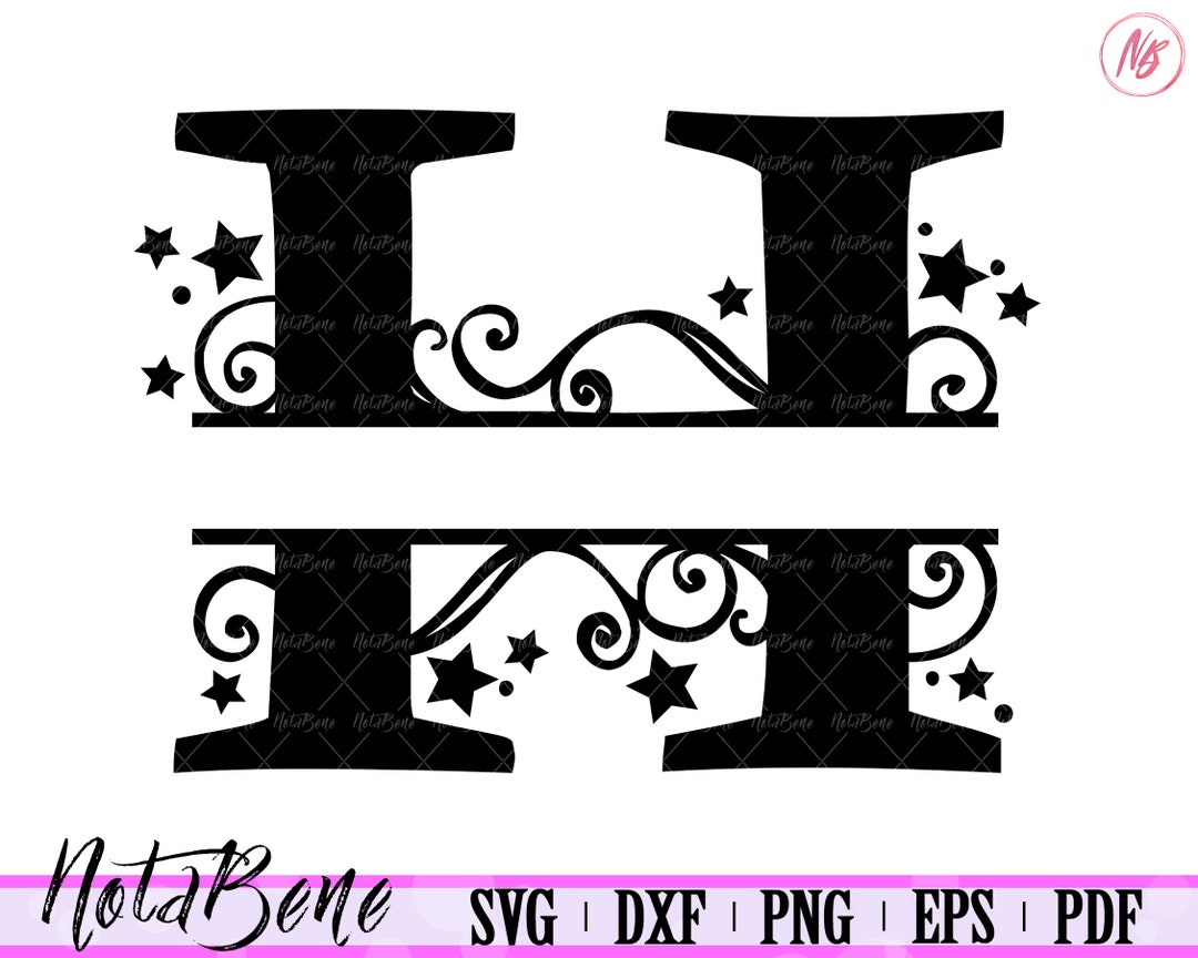 H Split Monogram SVG Split Letter H SVG Divided Initial H Svg Files for ...
