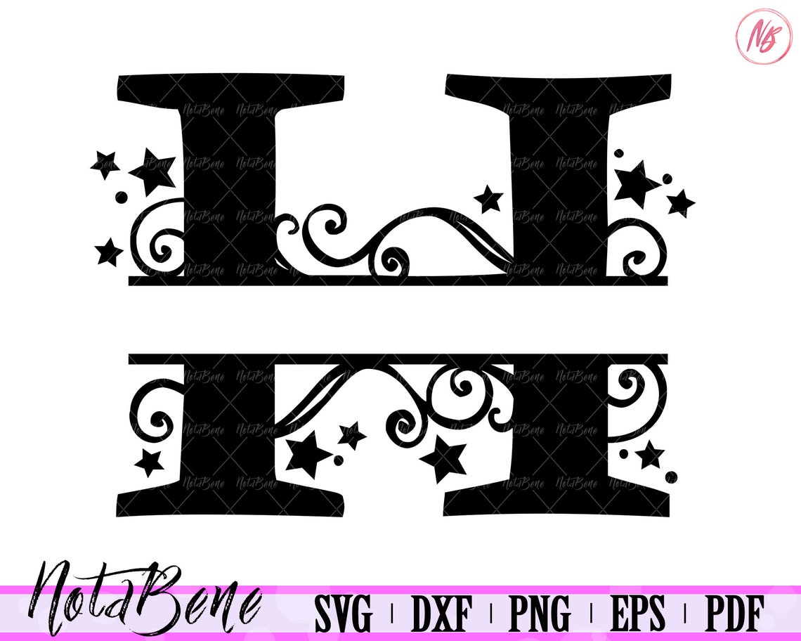 H Split Monogram SVG Split Letter H SVG Divided Initial H Svg | Etsy