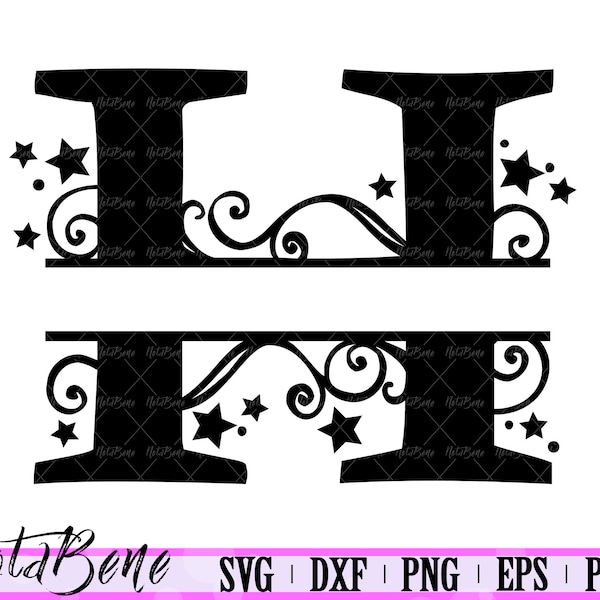Split Monogram H - Etsy