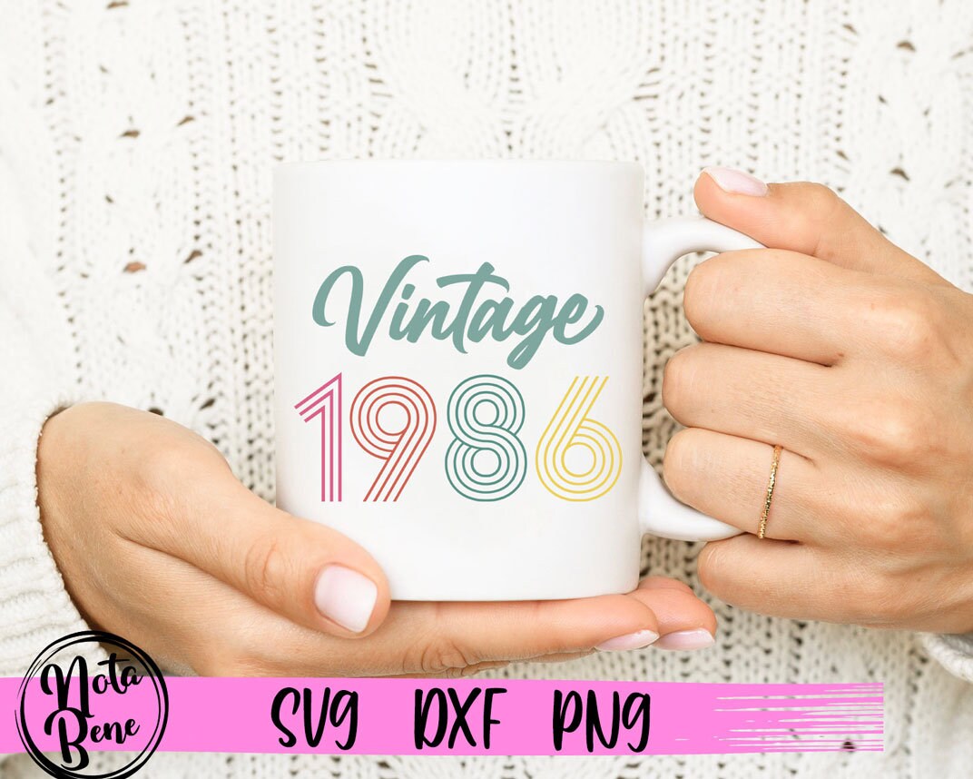 Vintage 1986 Birthday SVG, Retro Birthday Shirt Png, Classic 1986 ...