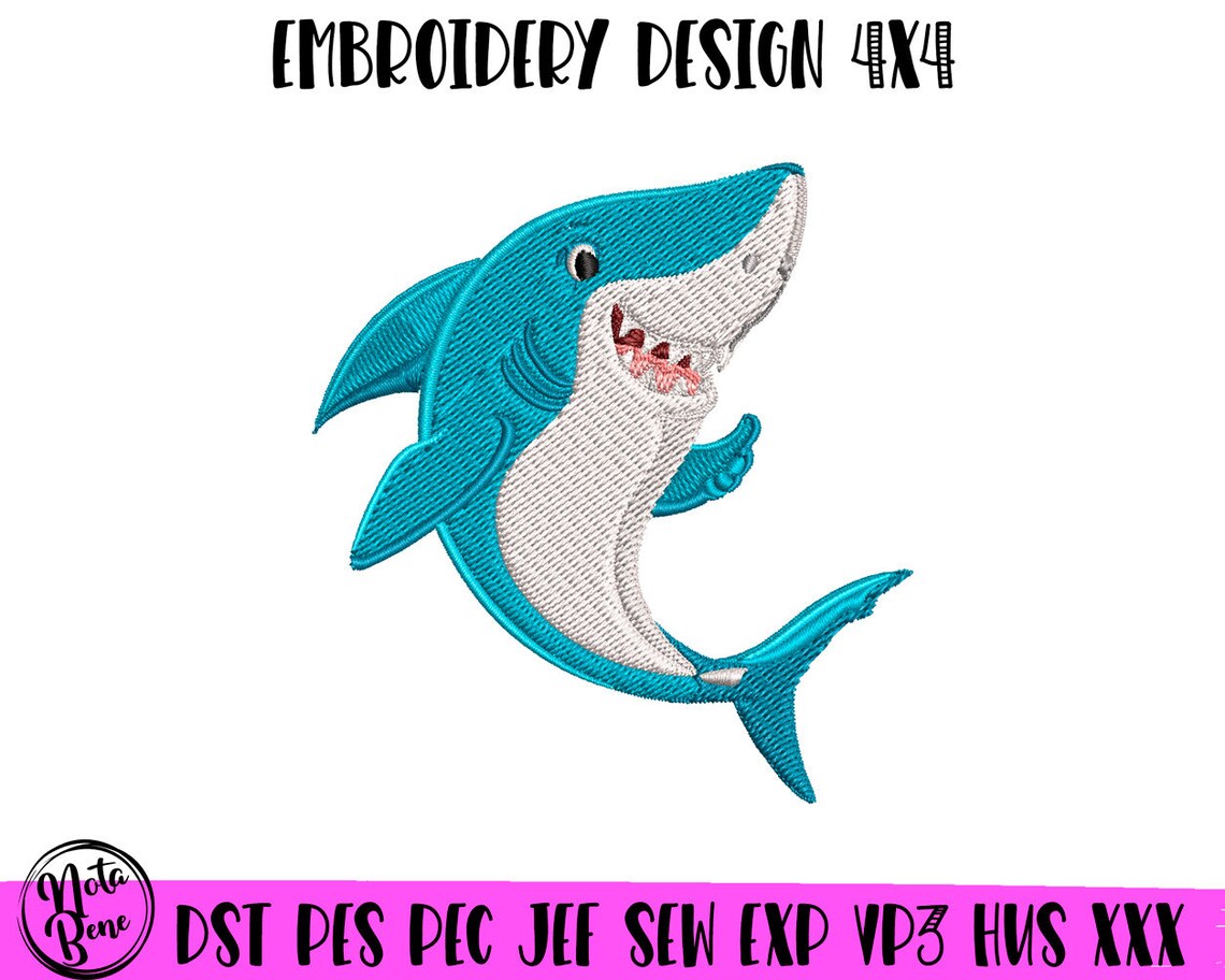 Cartoon Shark Machine Embroidery Design Cute Shark | Etsy