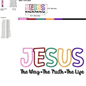 Jesus Applique Embroidery Design, the Way the Truth the Life, Faith ...