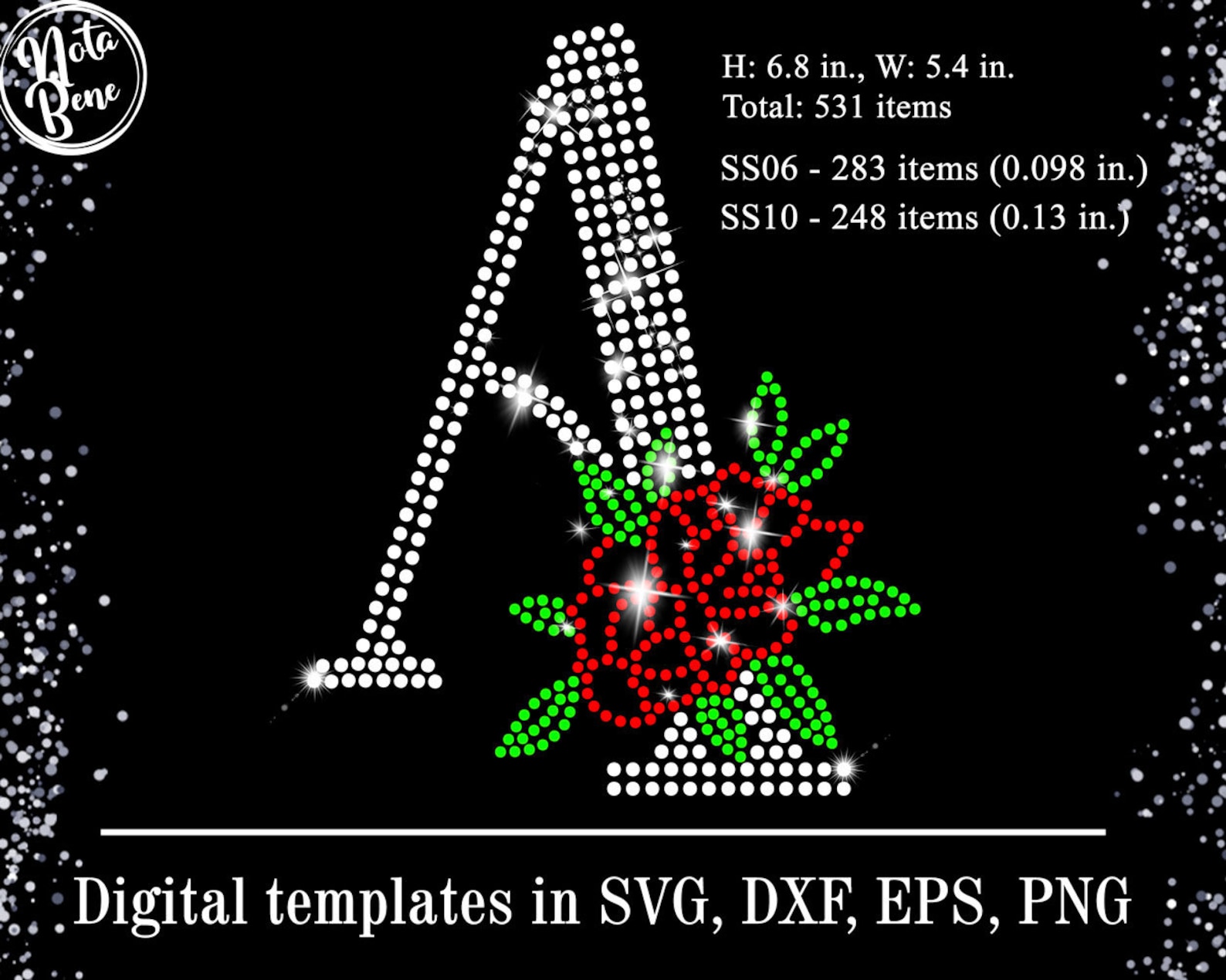 Rhinestone Alphabet Letter A Diamond Bling Letter Rose - Etsy
