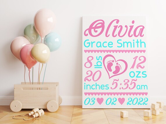 Birth Announcement TEMPLATE Svg Baby Birth Stats SVG Baby - Etsy