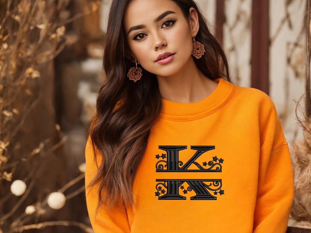 Split Letter K Machine Embroidery, Split Monogram K Embroidery Design ...