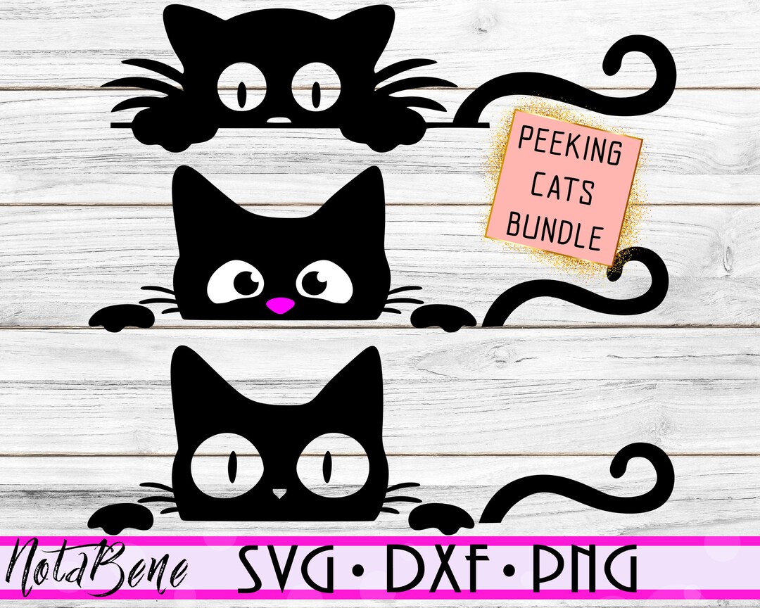 Peeking Black Cat SVG Clipart, Peek a Boo Cats SVG Peekaboo Cat Cut ...