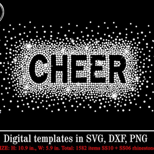 CHEER Rhinestone Template SVG Cheer Scatter Cheerleader - Etsy