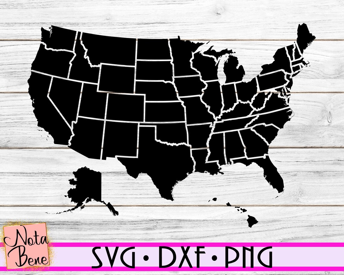 USA Map SVG American States SVG Cut File Map Svg United States - Etsy