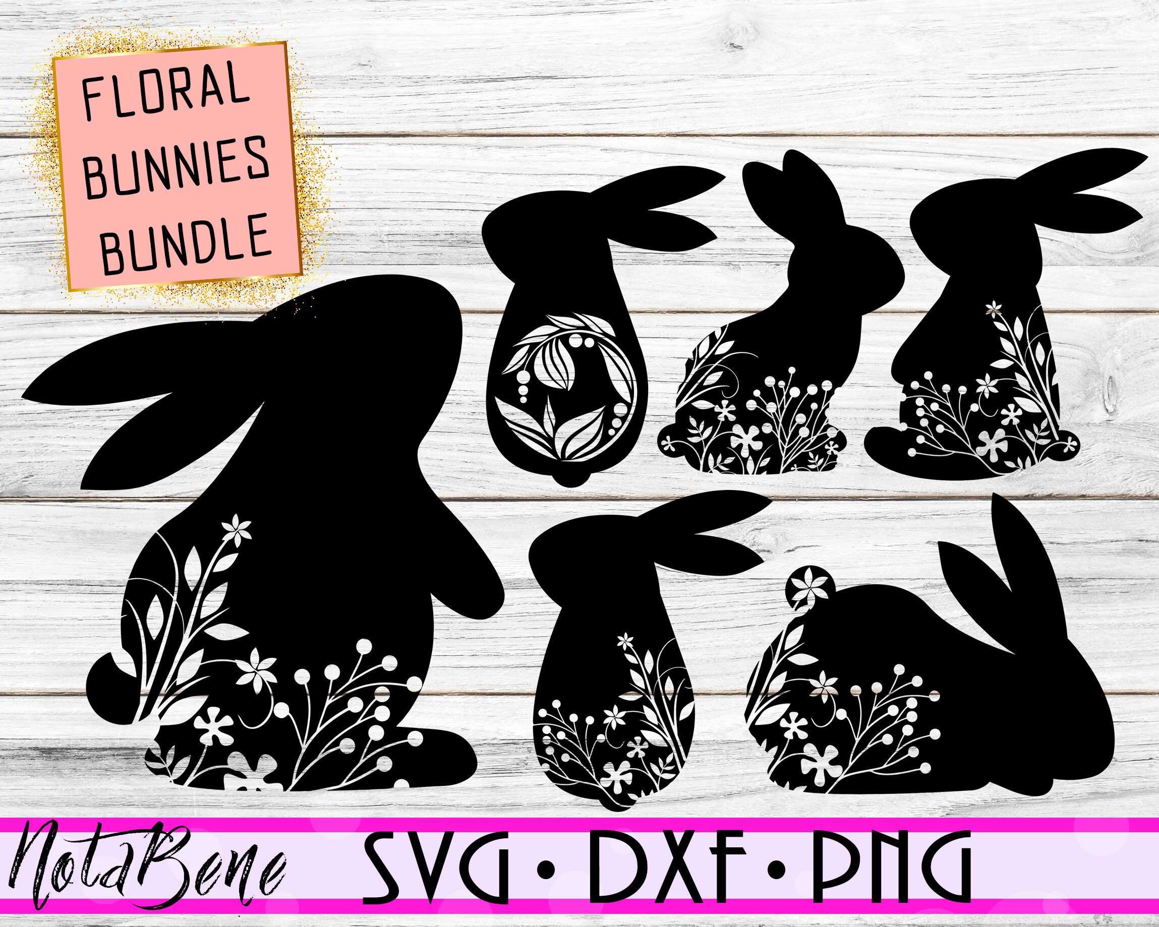 Floral Rabbit Silhouette SVG Floral Bunny SVG Spring Svg - Etsy
