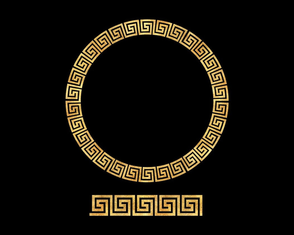 Circle Greek Key Frame SVG PNG, Greek Wave Pattern, Seamless Meander ...