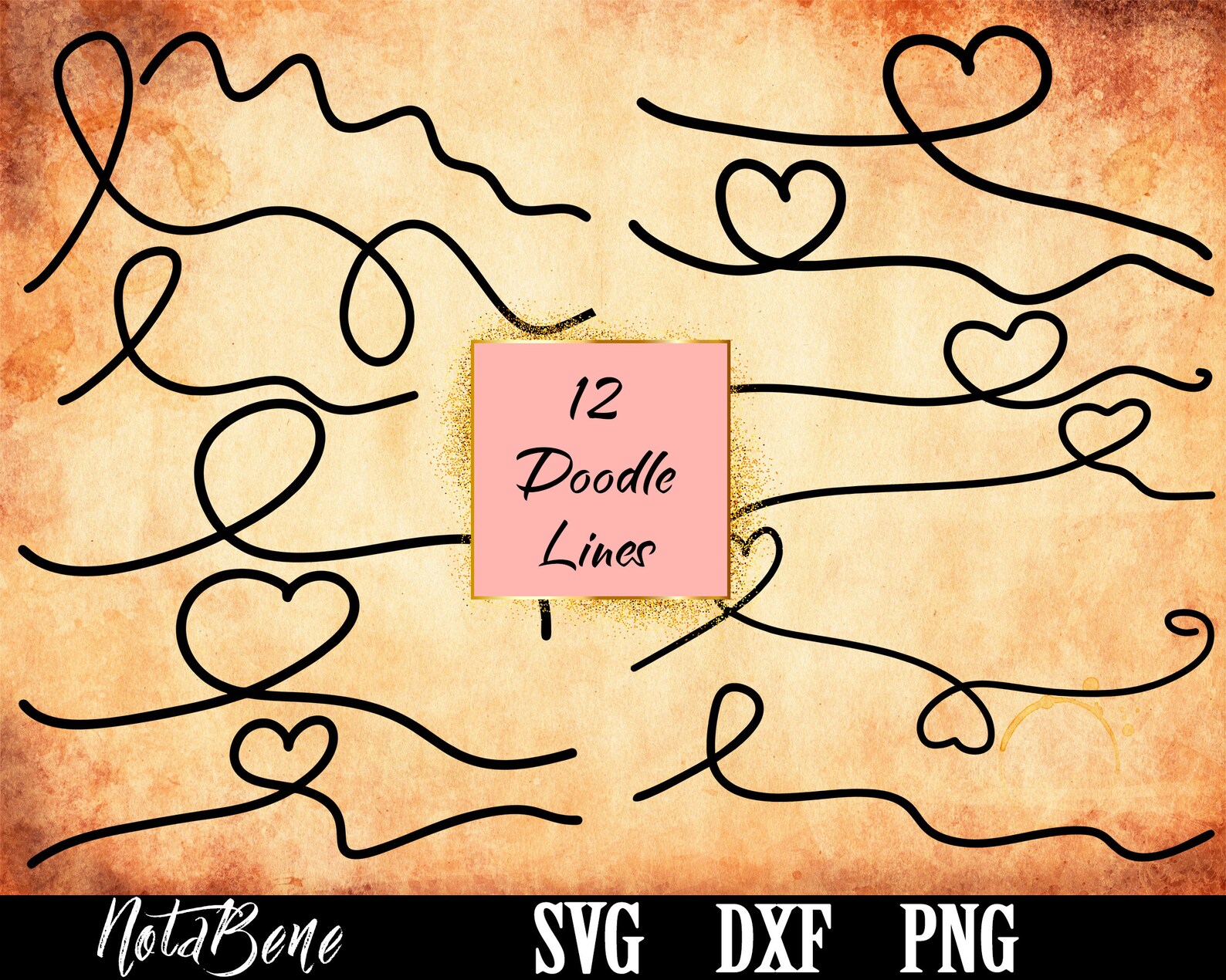 12 Doodle Lines Svg Doodle Line SVG Doodle Line Clipart Bundle | Etsy