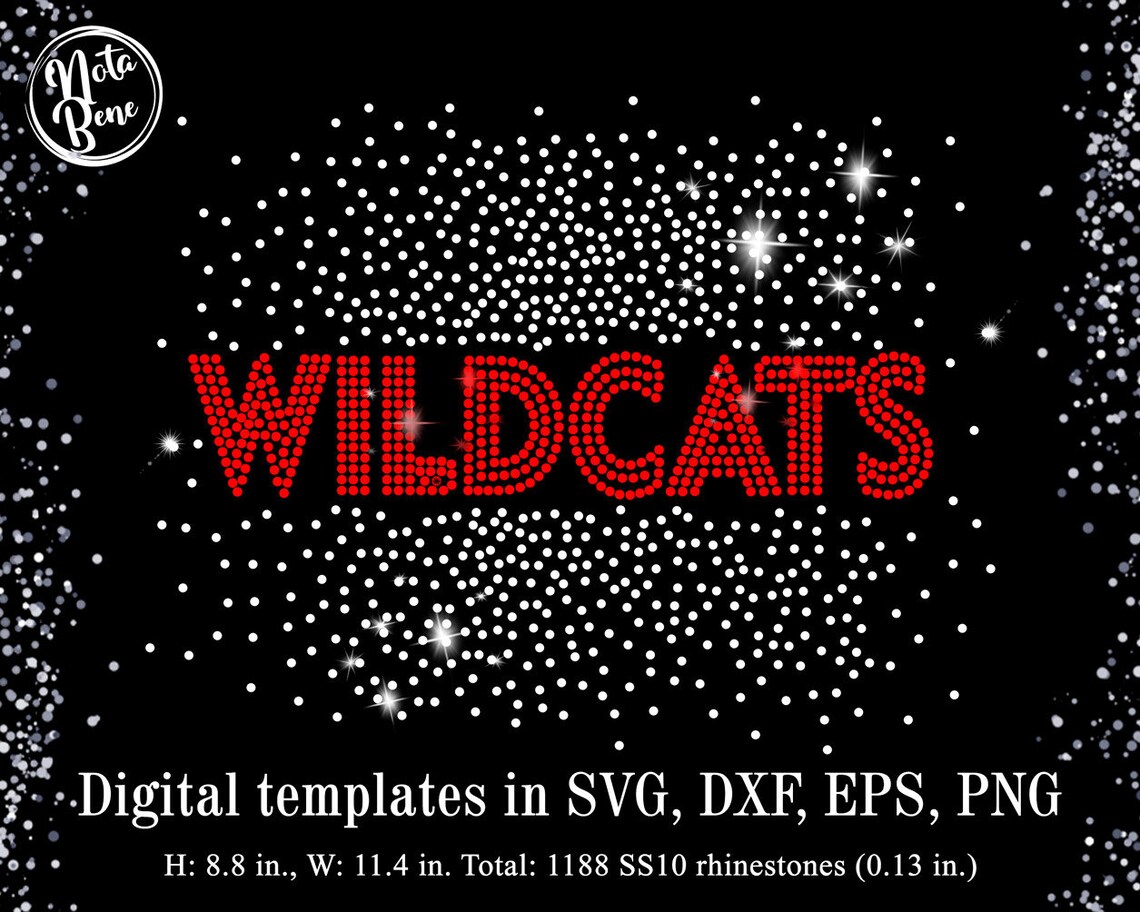 Wildcats Rhinestone Template SVG Wildcats Bling Scatter Svg - Etsy