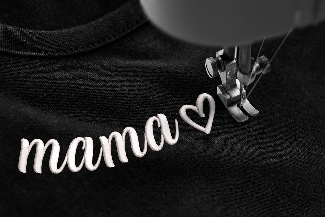 Curved Mama Machine Embroidery, Mama Heart Collar Embroidery, Mom ...