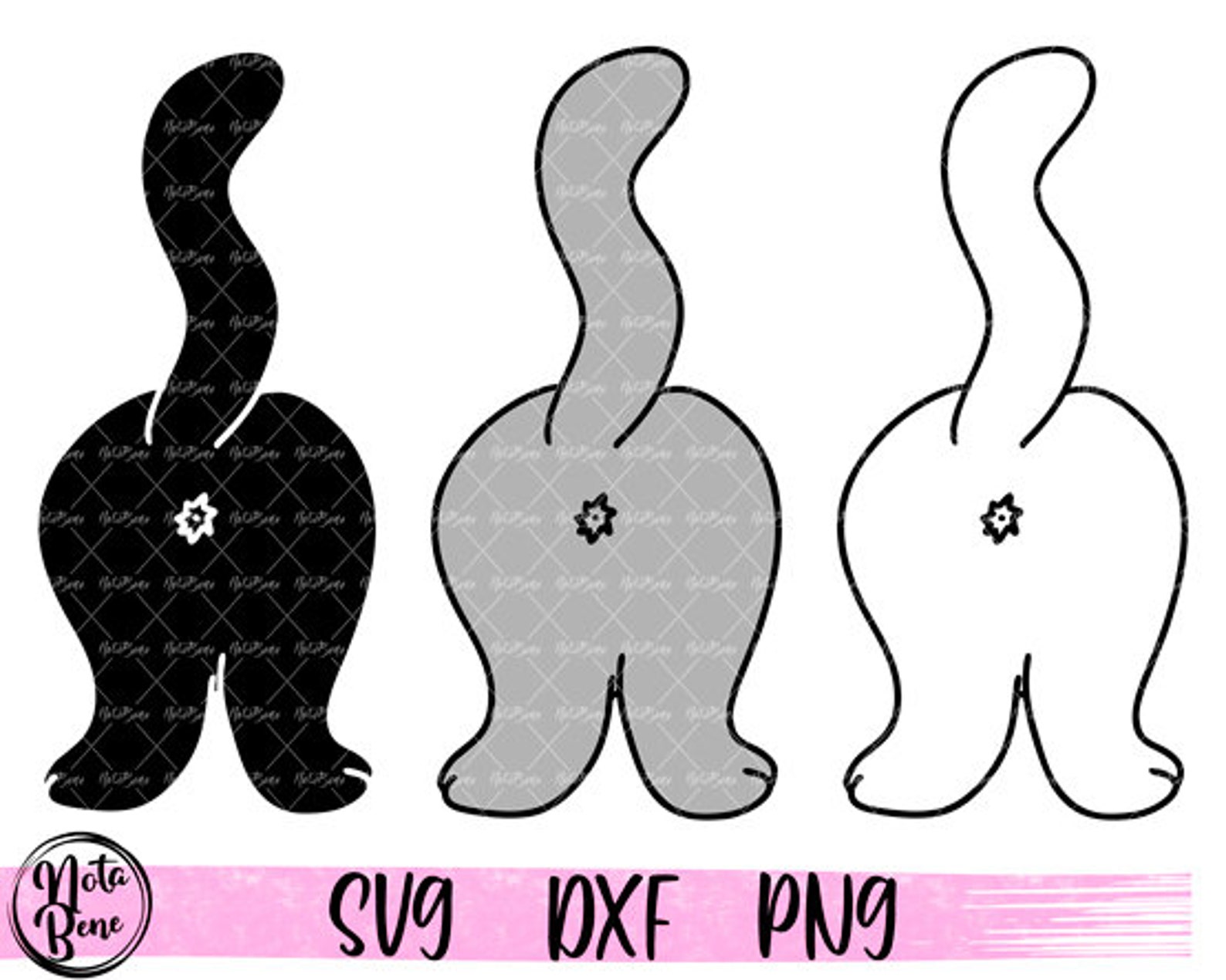 Cat Butt SVG Clipart Bundle Funny Cat Butts Silhouette SVG - Etsy