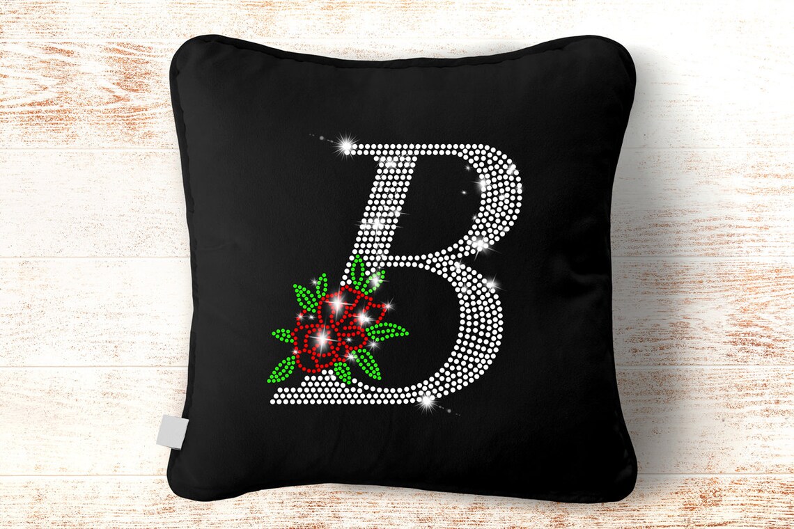 Floral Letter B Rhinestone Template SVG Diamond Bling | Etsy