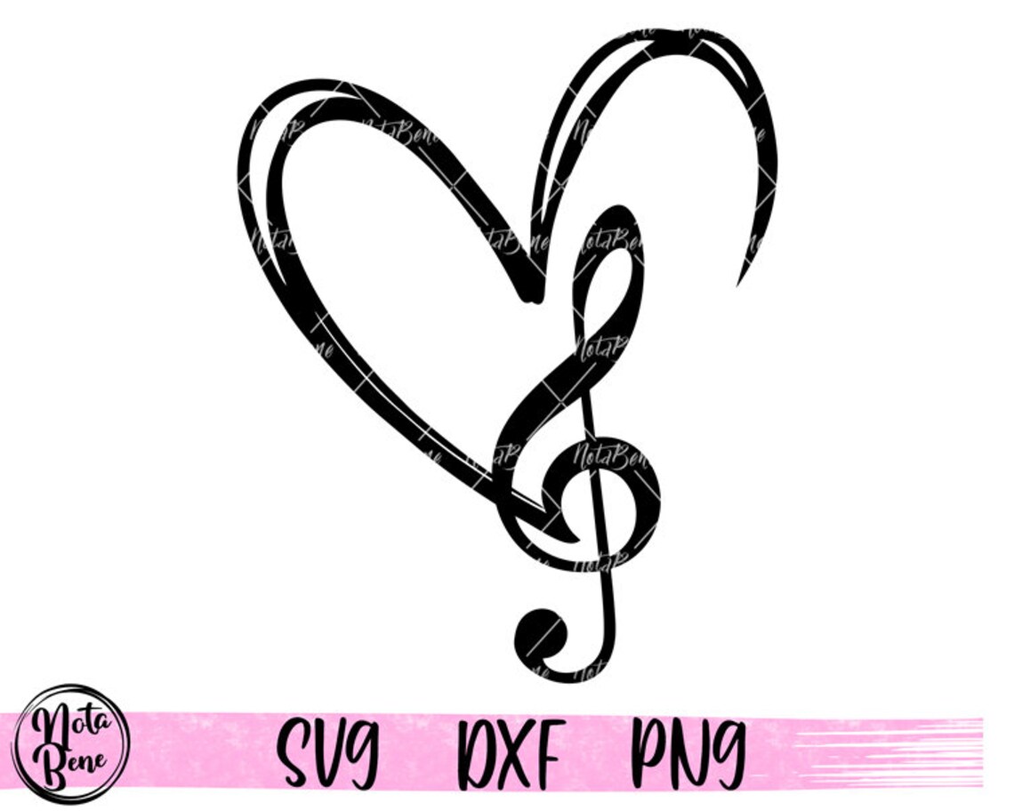 Music Note Svg Heart Love Symbol Svg Treble G Clef Svg | Etsy