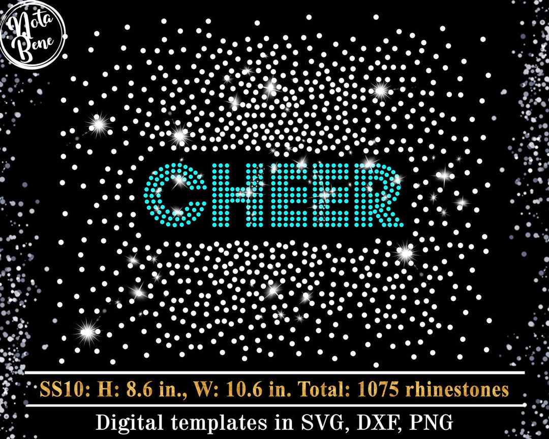 CHEER Scatter Rhinestone Template SVG, Cheerleader Scattered Hotfix ...