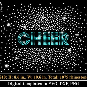 CHEER Scatter Rhinestone Template SVG, Cheerleader Scattered Spray ...