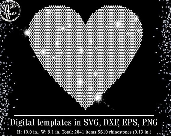HEART Rhinestone Template SVG Heart Bling Pattern - Etsy