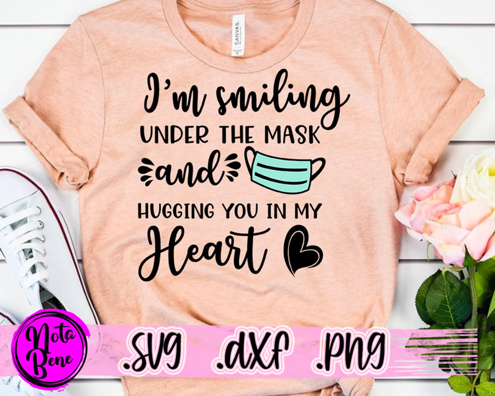 I'm Smiling Under The Mask SVG PNG Hugging You In My | Etsy