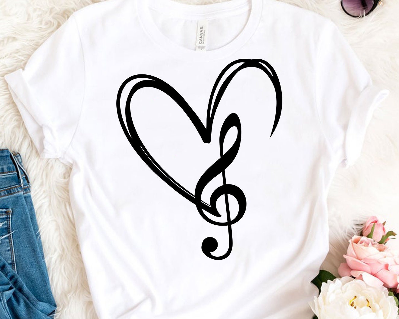 Music Note Heart Svg - Etsy