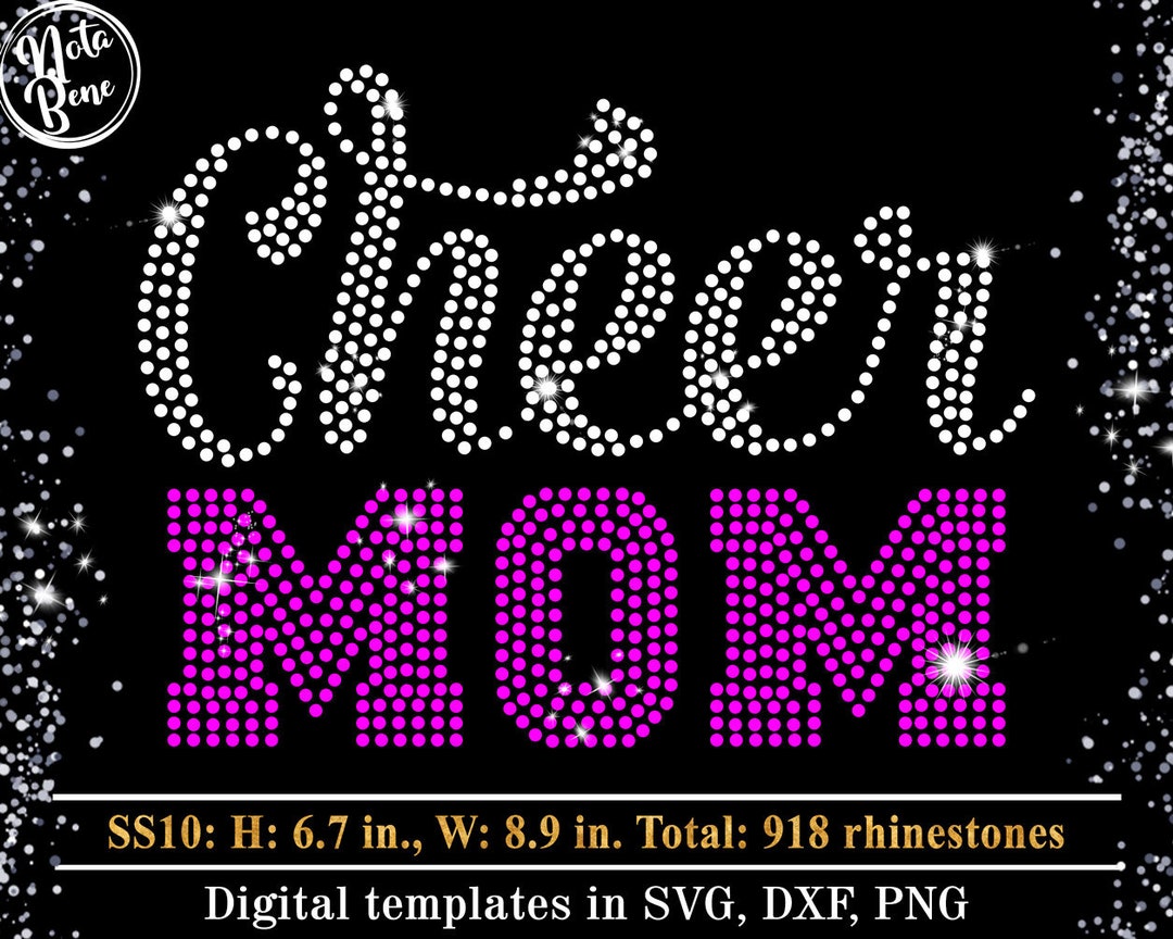 CHEER MOM Rhinestone Template SVG, Crystal Bling Transfer Svg ...