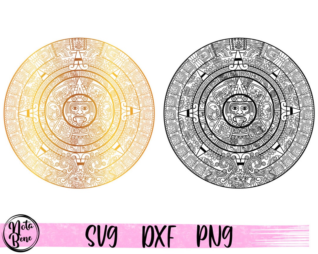 Aztec Sun Stone Calendar SVG, Maya Mayan Calendar Svg, Tribal Mexico ...