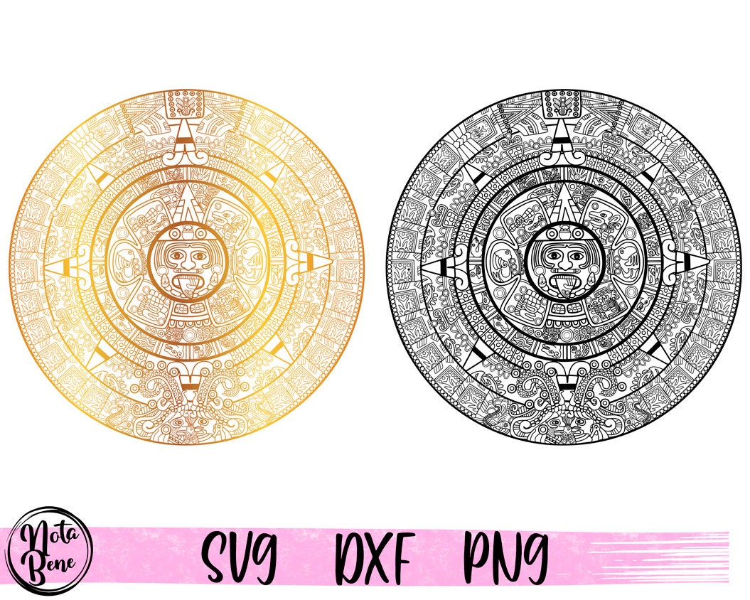 Aztec Sun Stone Calendar SVG Maya Mayan Calendar Svg Tribal - Etsy