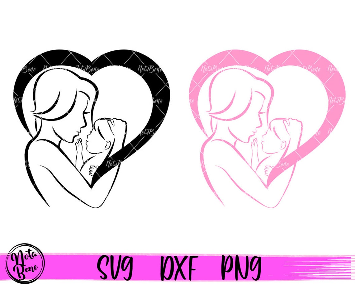 Mother Holding Baby Silhouette SVG Mother and Baby Heart SVG - Etsy