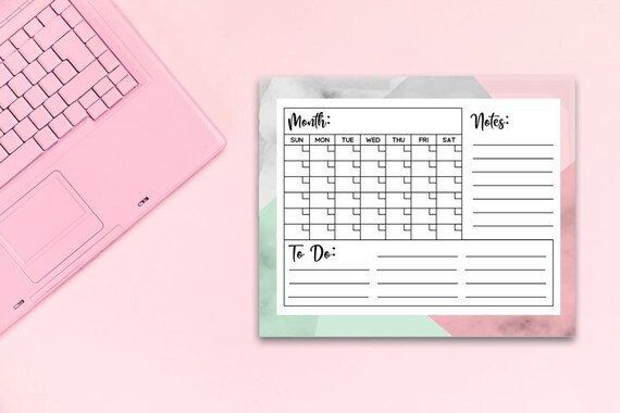 Blank Calendar With Notes & to Do SVG Planner Template Svg - Etsy