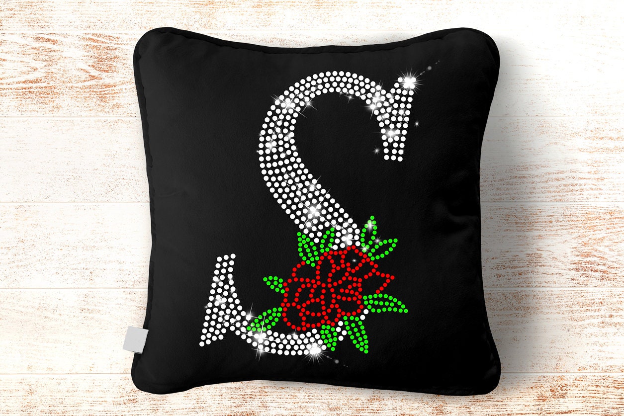 S Letter Floral Rhinestone Template SVG Diamond Bling Letter - Etsy