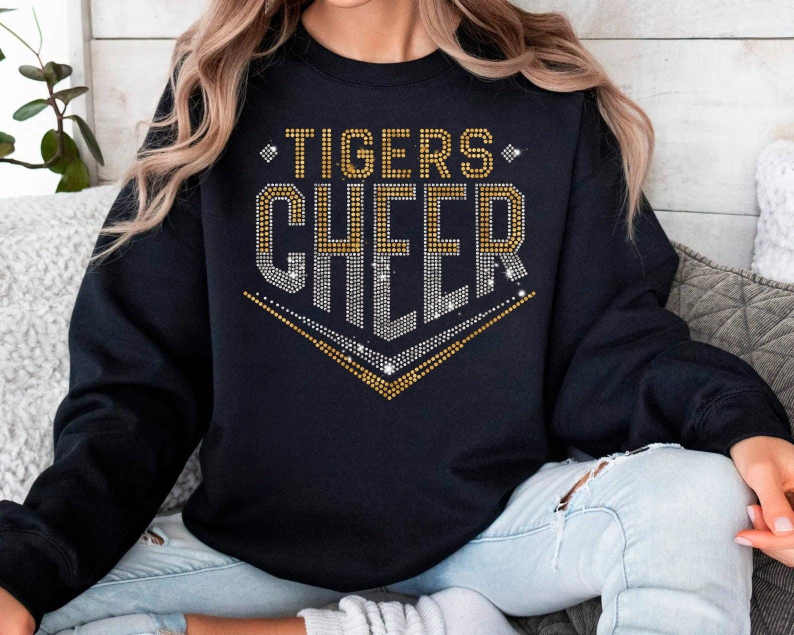 Cheer Team Rhinestone Template SVG, Tigers Cheerleading Squad Bling ...