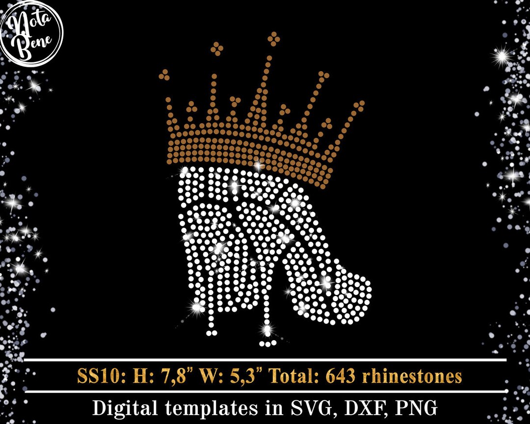 High Heels Crown SVG Rhinestone Template, Stiletto Bling Pattern ...