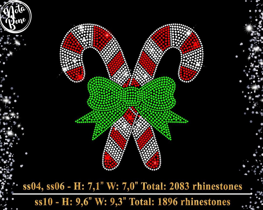 Candy Cane Rhinestone Template Svg, Christmas Rhinestone Design ...