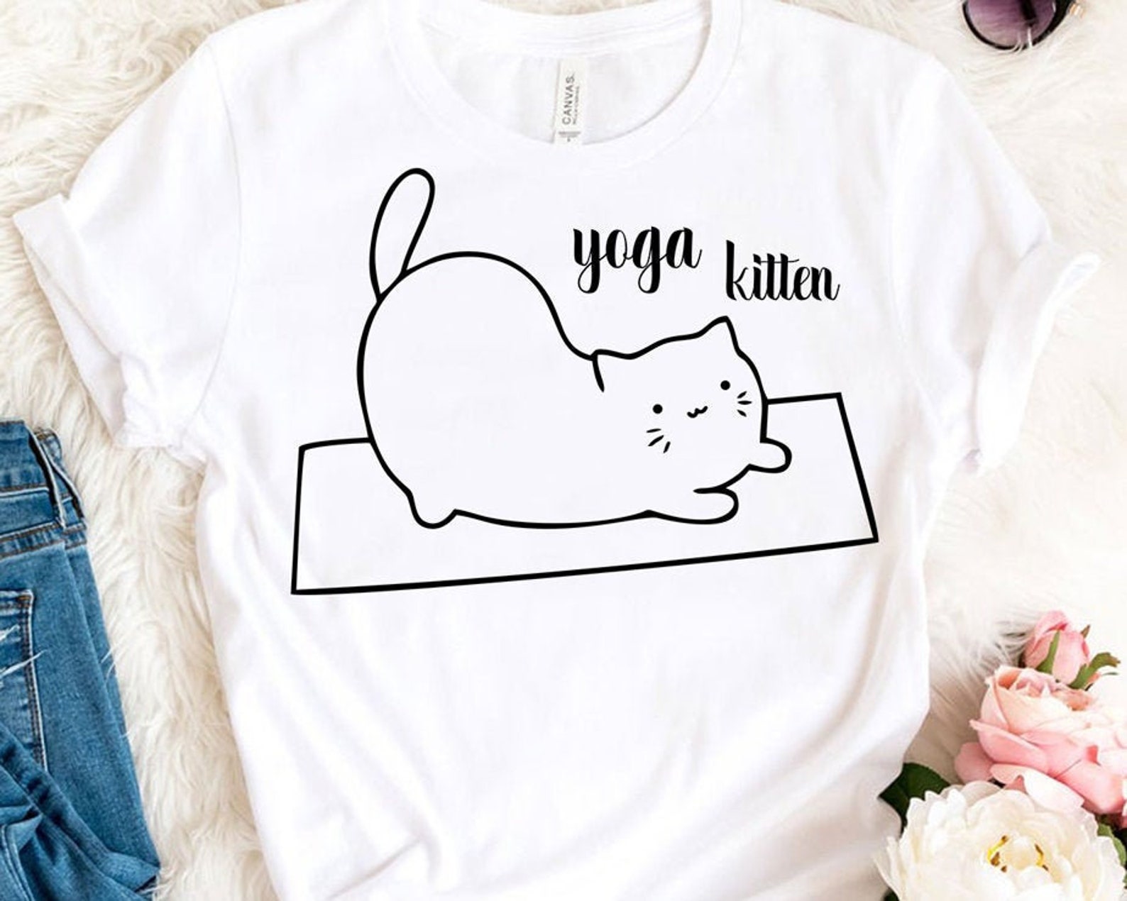 Yoga Kitten SVG Cute Cat stretching Svg Kawaii Cat Clipart | Etsy