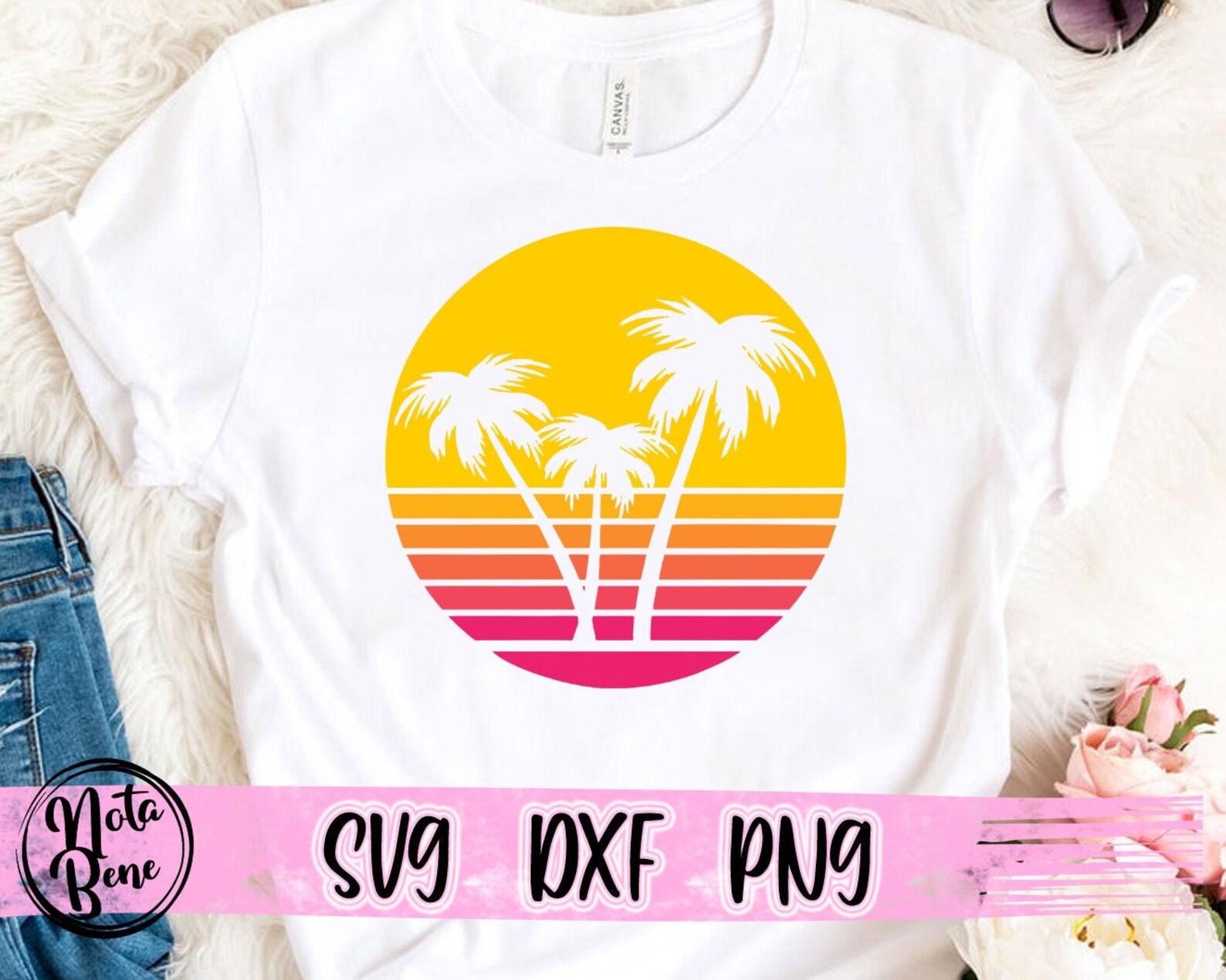 Palm Trees Retrowave SVG Cut File Sunset Sunrise Palm Tree - Etsy