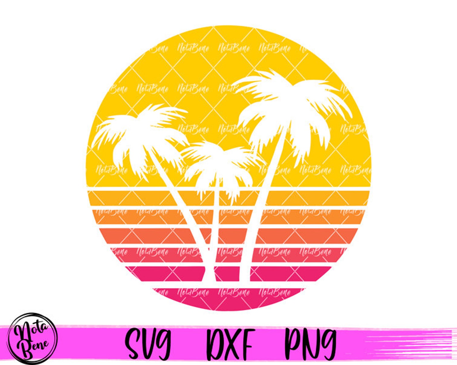 Palm Trees Retrowave SVG Cut File Sunset Sunrise Palm Tree | Etsy
