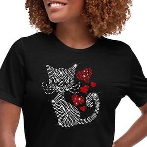 Cute Cat Rhinestone Template SVG, Cat Hotfix Rhinestones Svg, Kitten ...