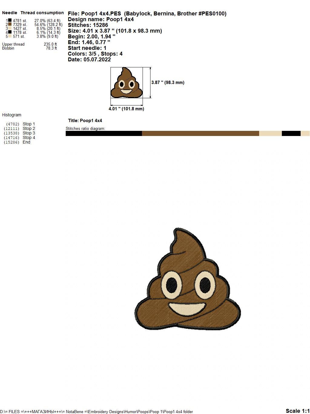Poop Machine Embroidery, Funny Smiling Poop Design (digital Download ...