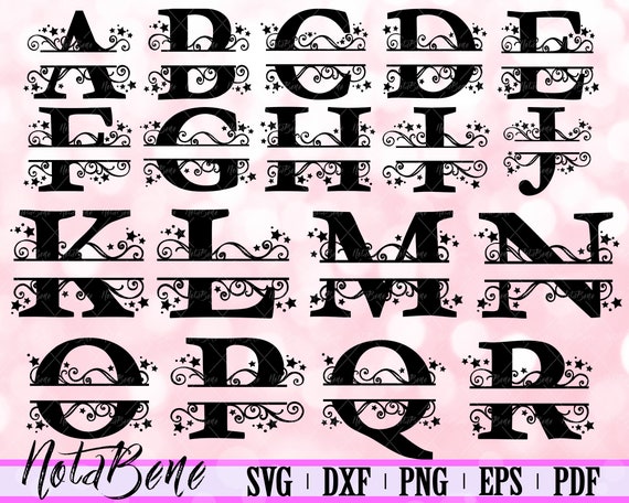 Split Monogram Letters Split Alphabet Svg Files for Silhouette | Etsy Canada