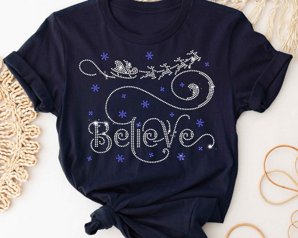 Believe Rhinestone Pattern SVG, Santa Sleigh Bling Template (digital ...