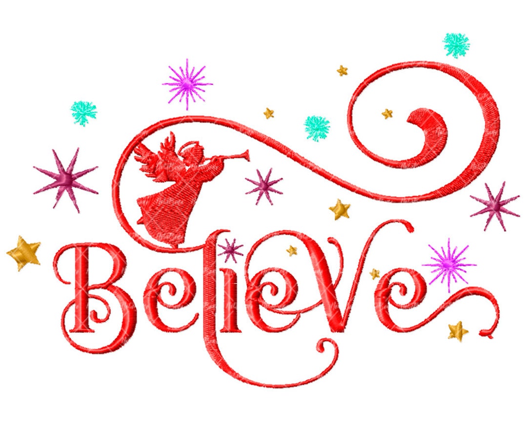 Christmas Embroidery Design, Believe Embroidery, Christmas Angel ...