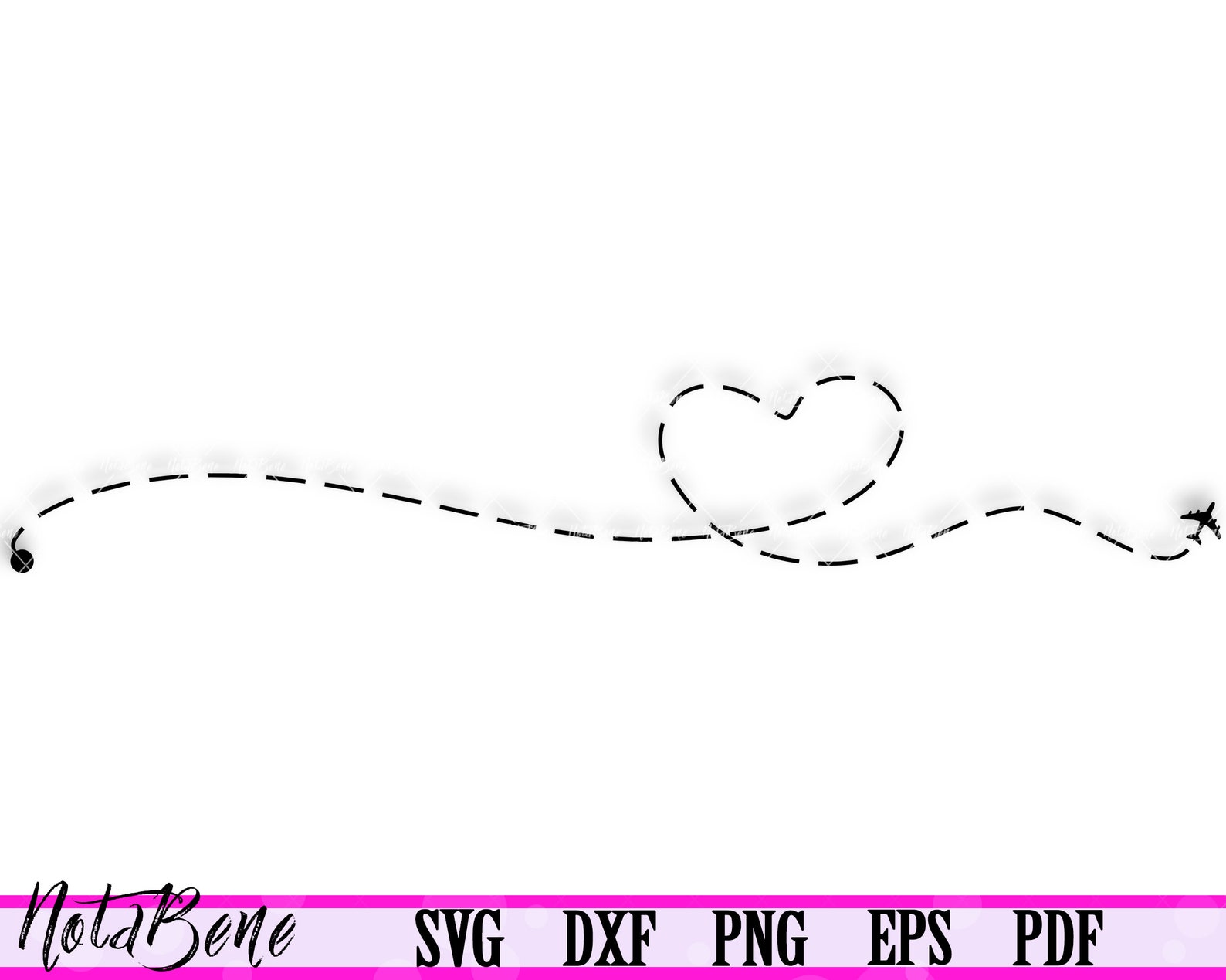 Dashed Plane Route Line Svg Dashed Heart Plane Flight Route | Etsy