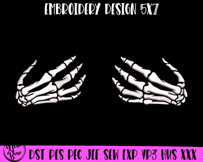Skeleton Boob Hands Embroidery Design Skeleton Bra - Etsy