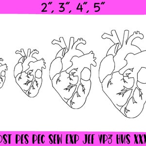 Heart Machine Embroidery Design, Anatomical Heart Embroidery, Mini ...