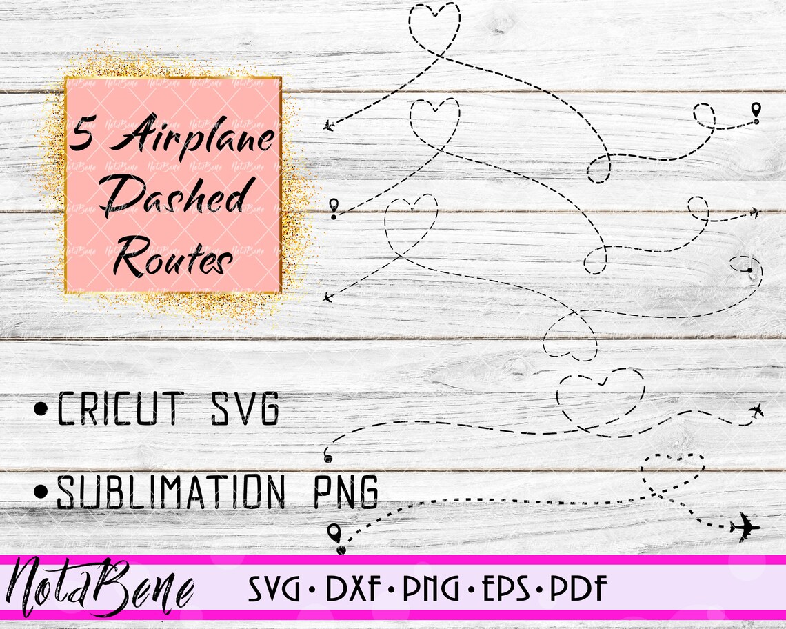 Dashed Plane Route Lines SVG Dashed Heart Plane Flight Route - Etsy