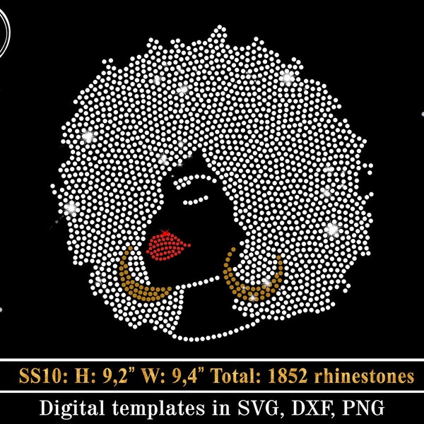 Black Woman Rhinestones Template - Etsy