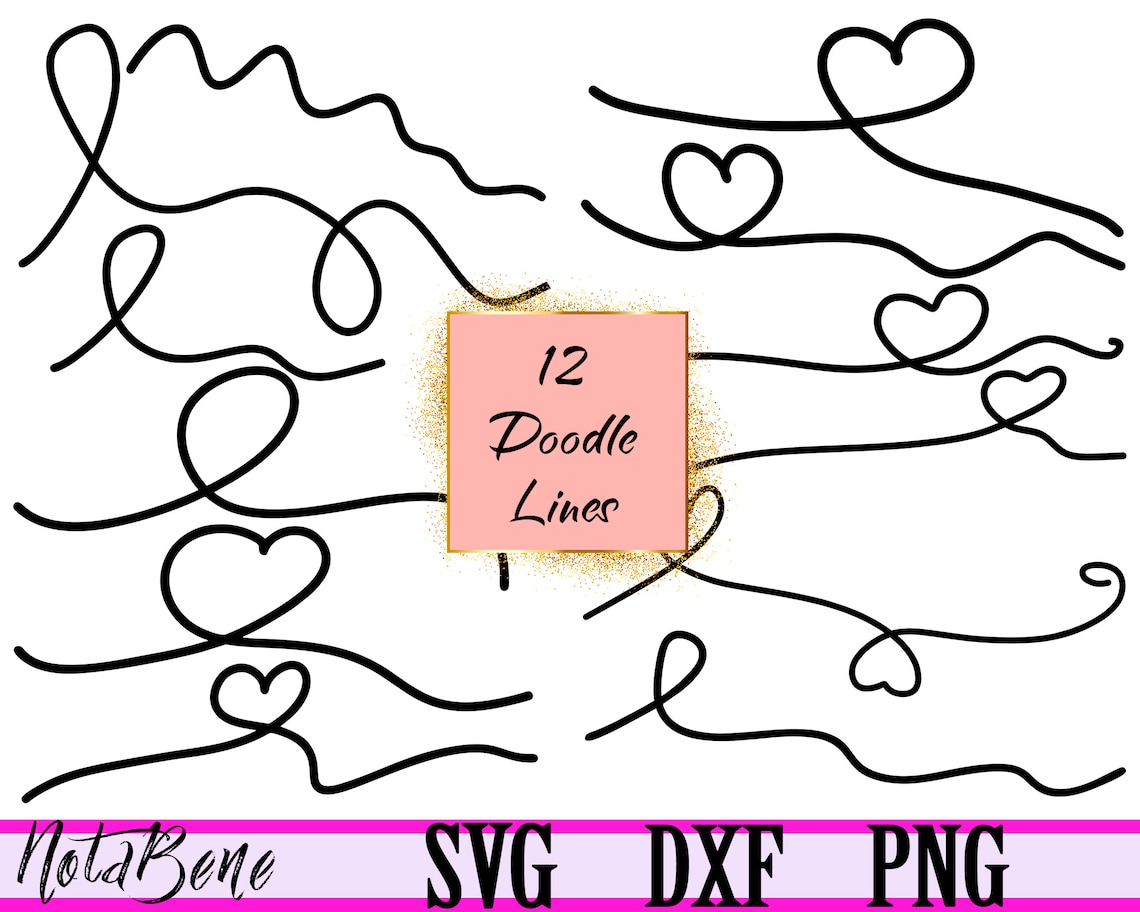 12 Doodle Lines Svg Doodle Line SVG Doodle Line Clipart Bundle - Etsy