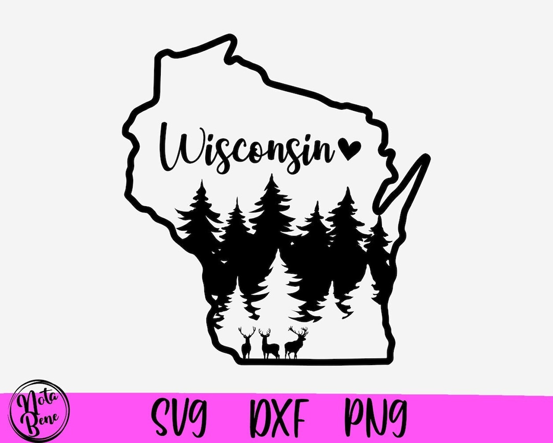 Wisconsin Forest SVG, Wisconsin Silhouette SVG, Wisconsin Deers Svg ...